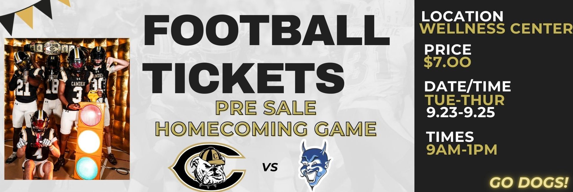 PRE SALE FOOTBALL TICKETS FOR HOMECOMING GAME STARTS TUESDAY, SEPT 23RD ...