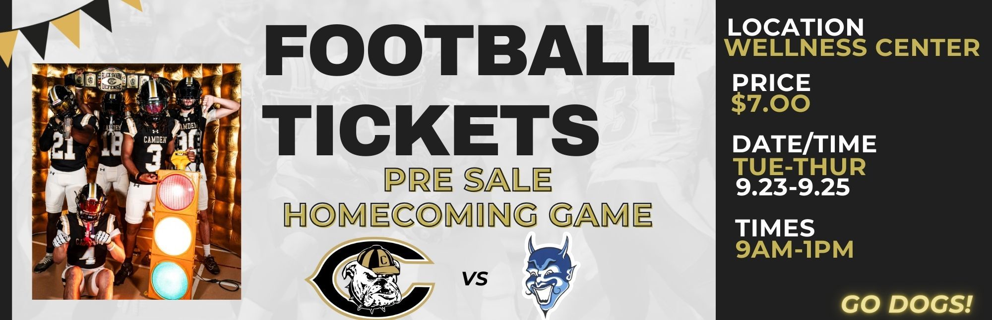 PRE SALE FOOTBALL TICKETS FOR HOMECOMING GAME STARTS TUESDAY, SEPT 23RD ...