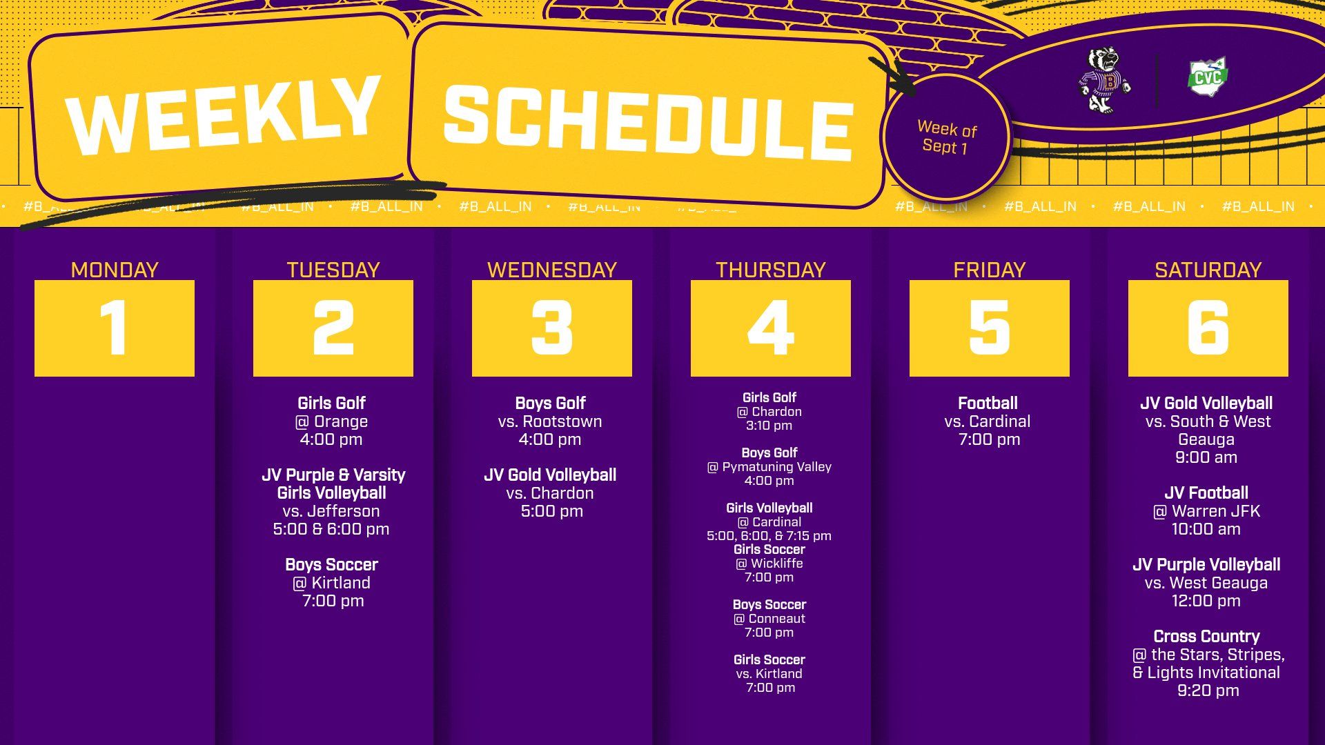 BHS Athletics Week of 9/1 - Berkshire