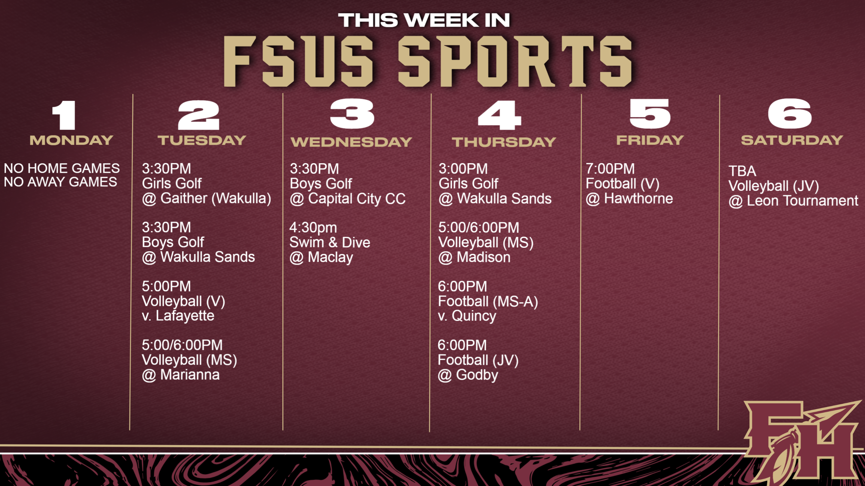 This Week in FSUS Sports 9.1-9.6 - Florida State University School