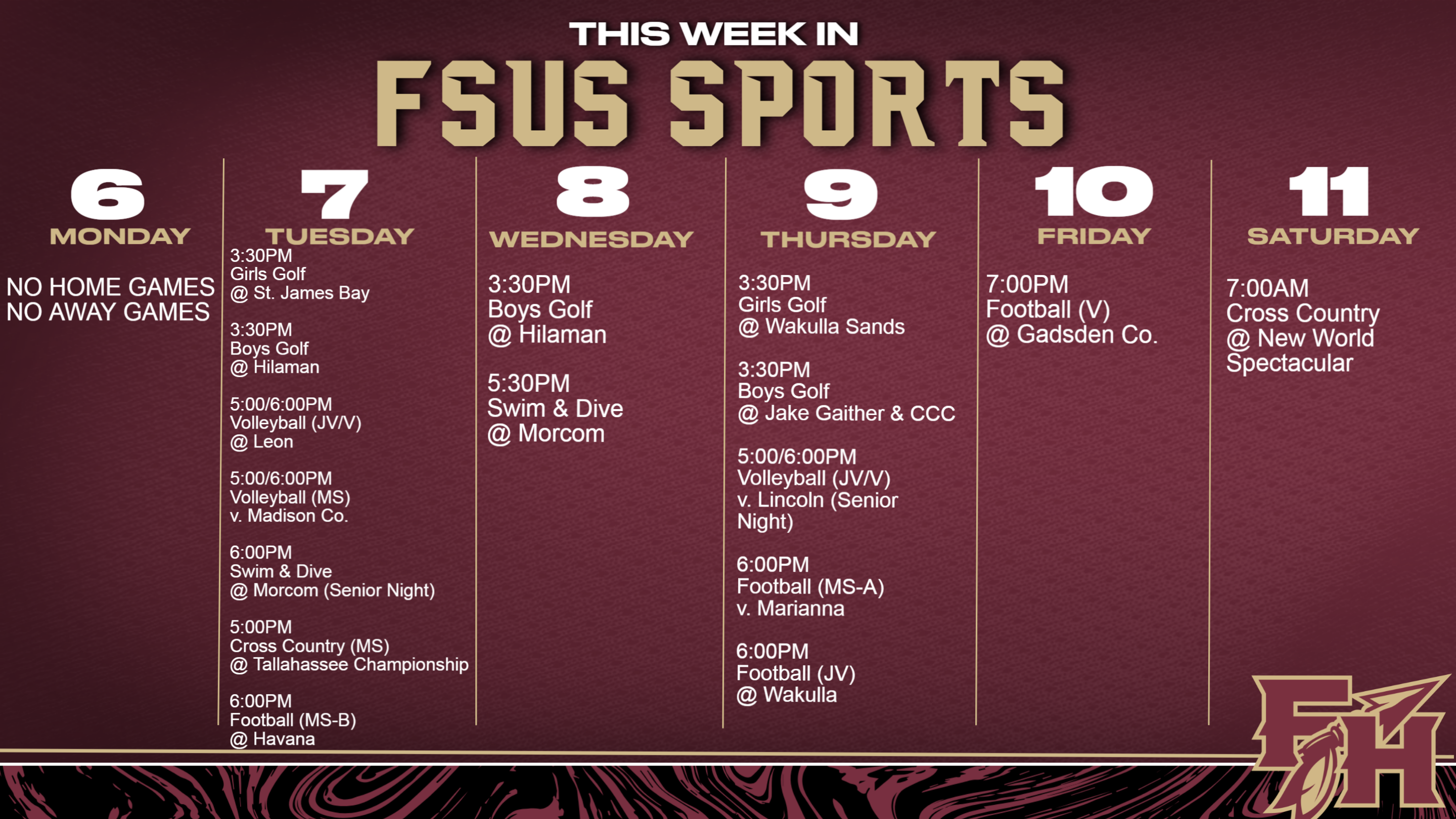 This Week in FSUS Sports 10.6-10.11 - Florida State University School