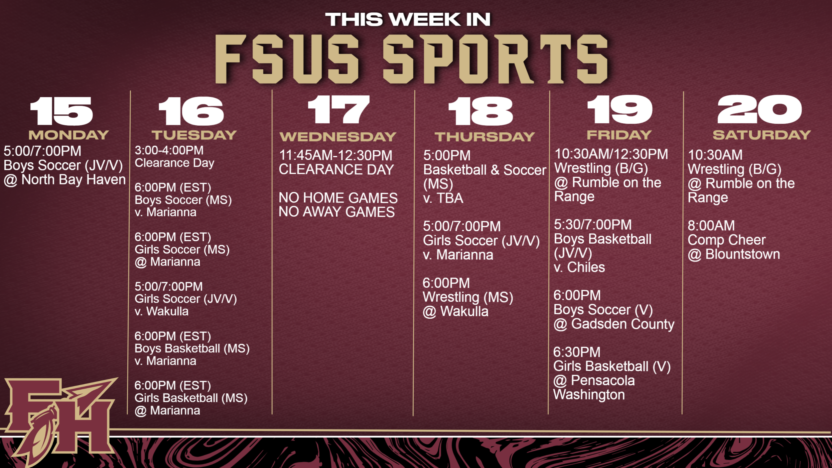 This Week in FSUS Sports 12.15-12.20 - Florida State University School