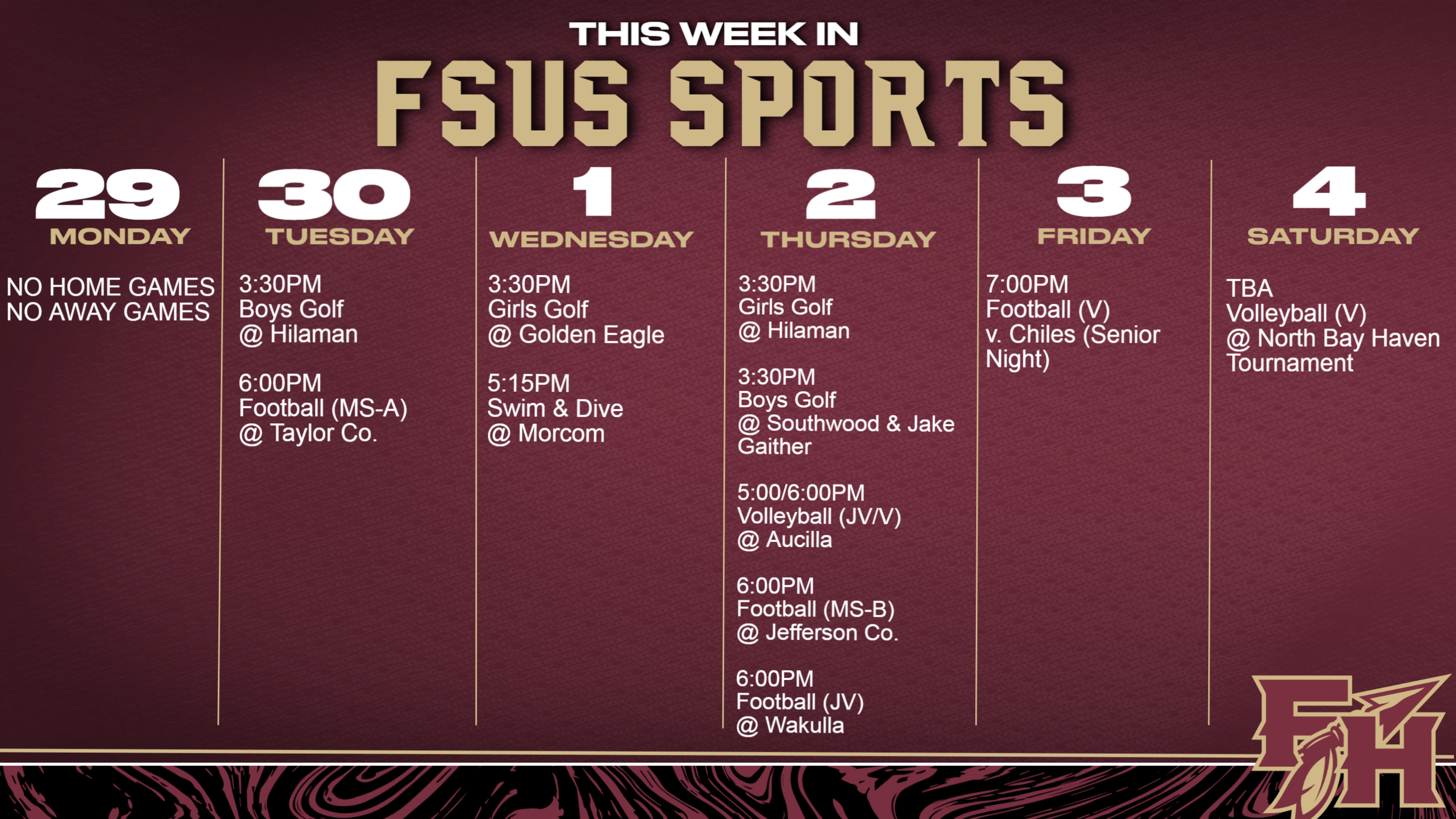 This Week in FSUS Sports 9.29-10.4 - Florida State University School