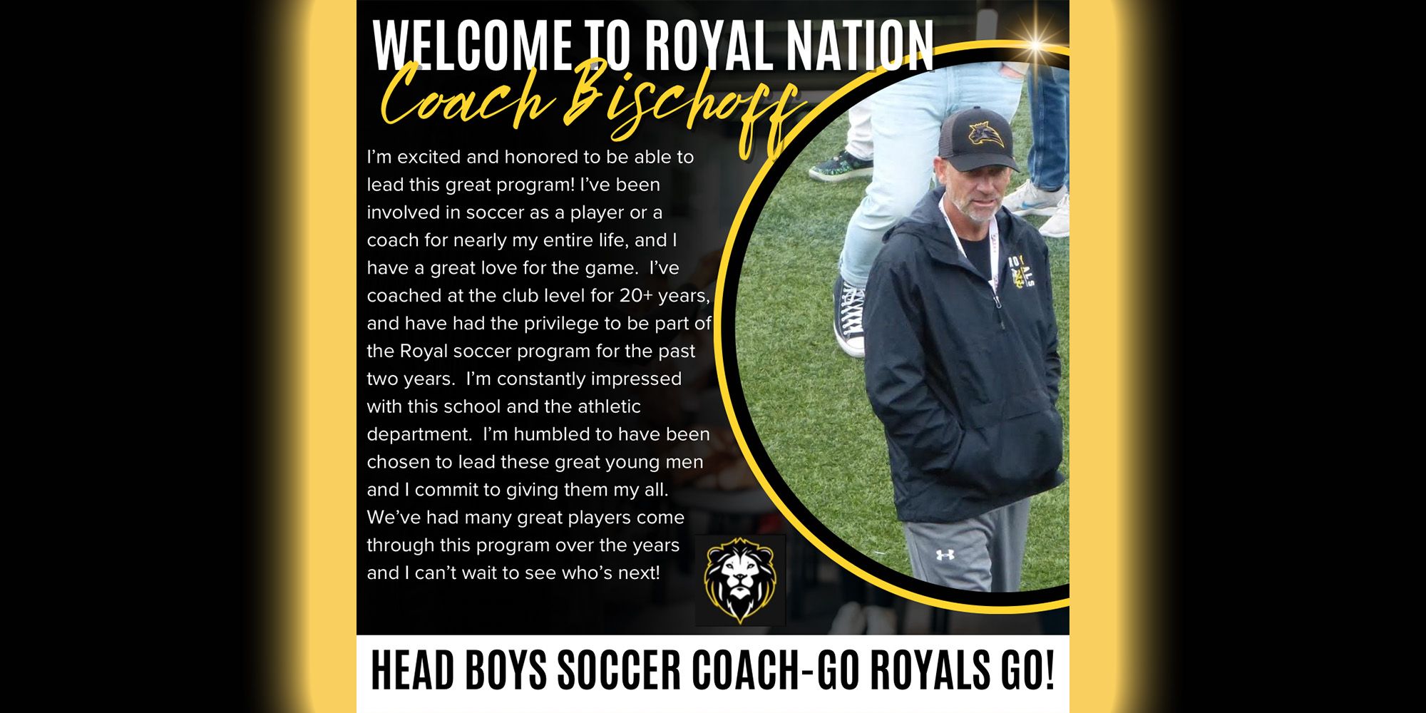 Welcome Coach Bischoff! Boys Soccer Head Coach - Roy High School