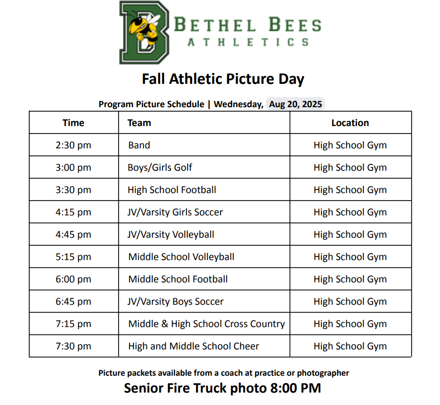 Fall Sports Picture Day