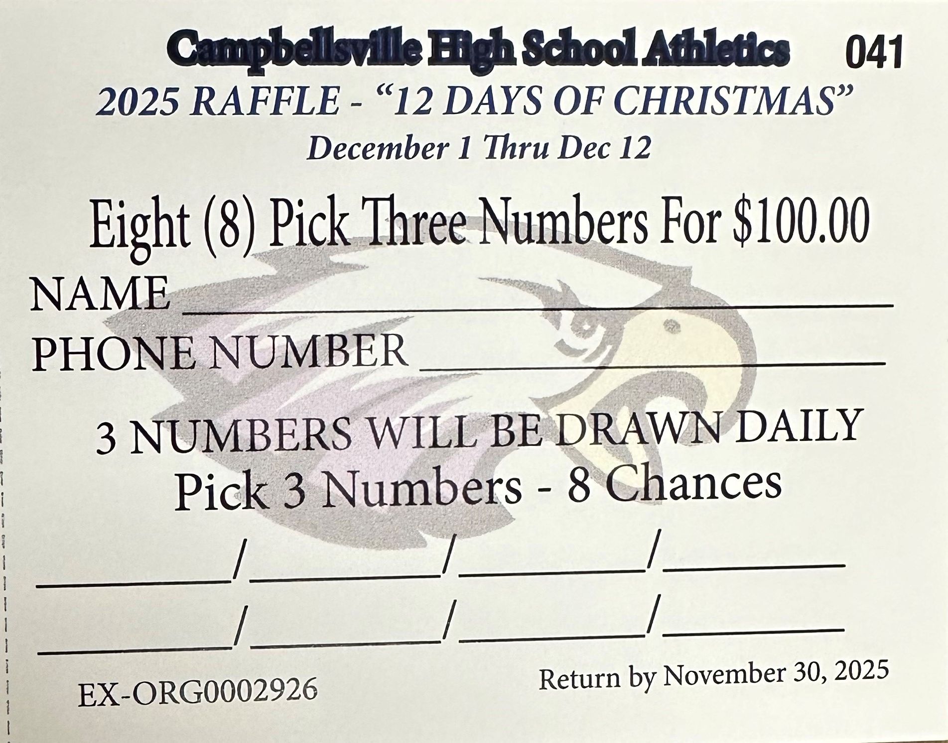 2025 12 DAYS OF CHRISTMAS RAFFLE - Campbellsville High School