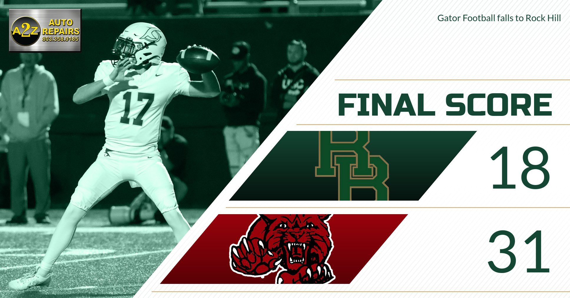 Football: Big Plays Trip Up Gators in Season Opener at Rock Hill 31-18 ...