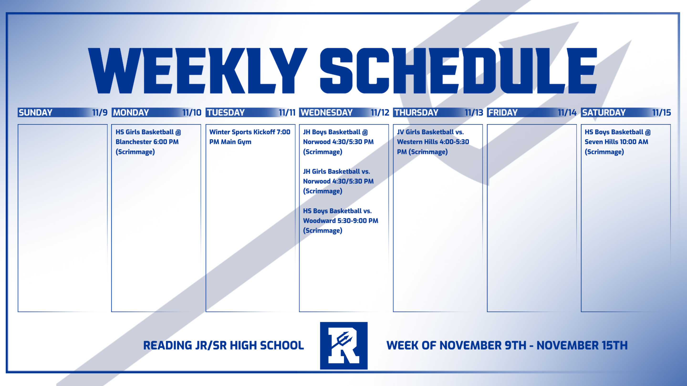 Weekly Blue Devil Athletics: November 9th-15th - Reading Jr/Sr High School