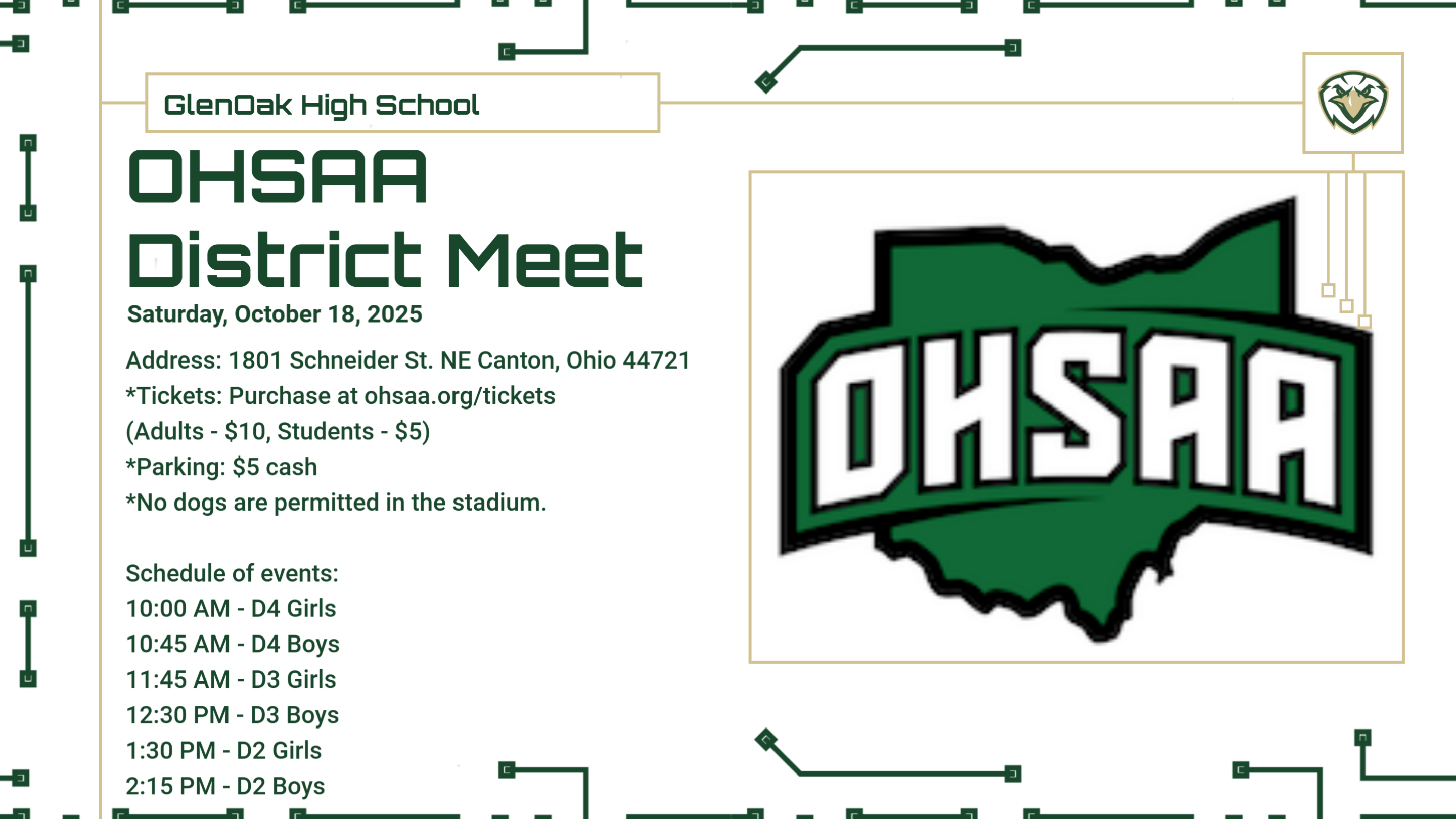 OHSAA District Meet Information - GlenOak High School